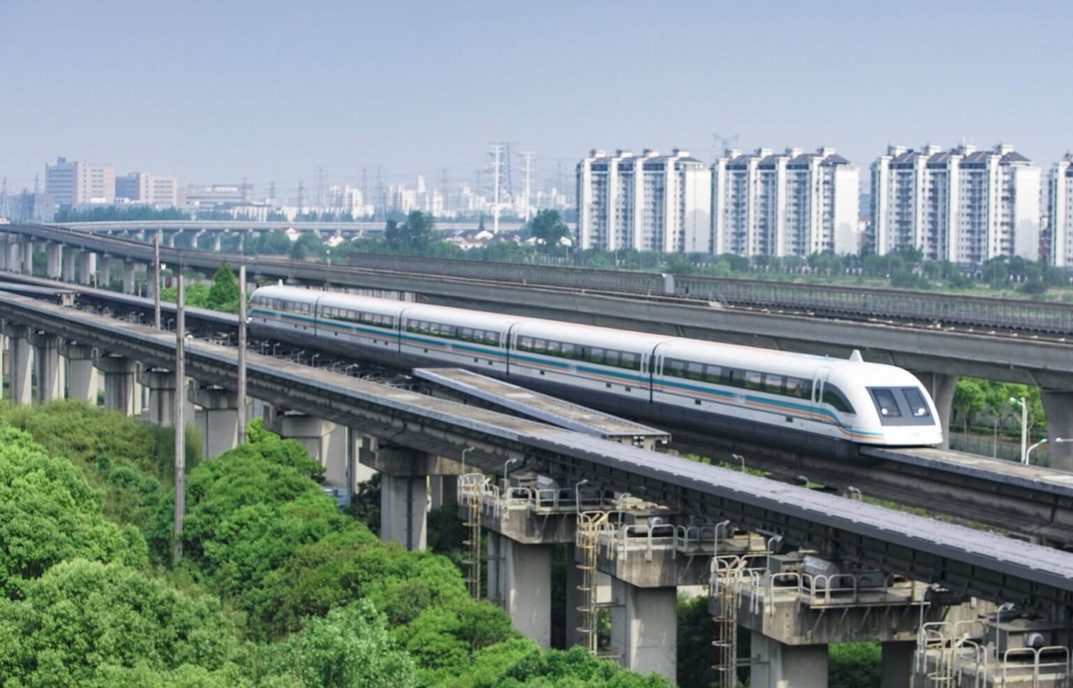 Shanghai magnetic levitation (maglev) train departure for Pudong ...